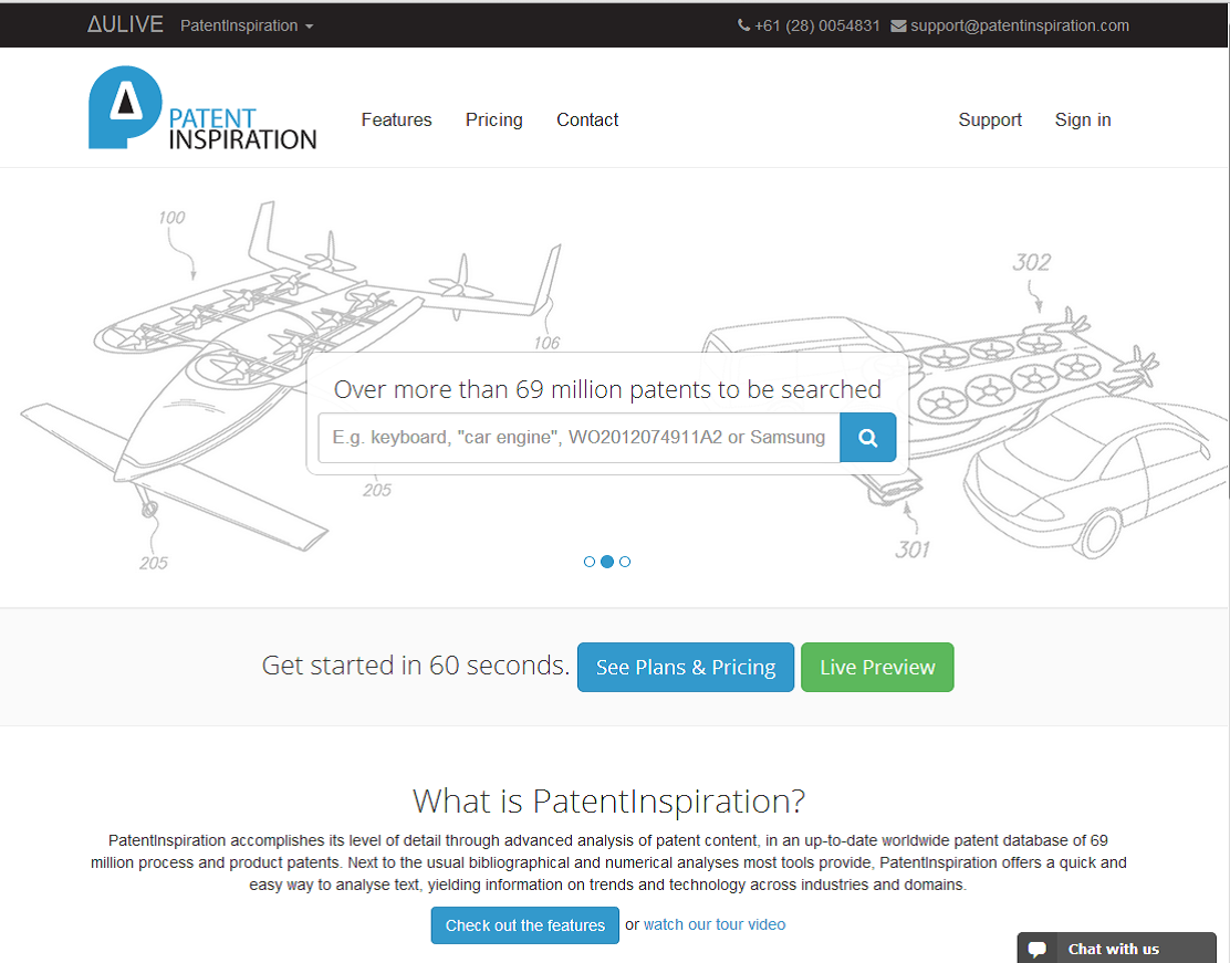 產品設計、專利分析搜尋系統 Patent inspiration